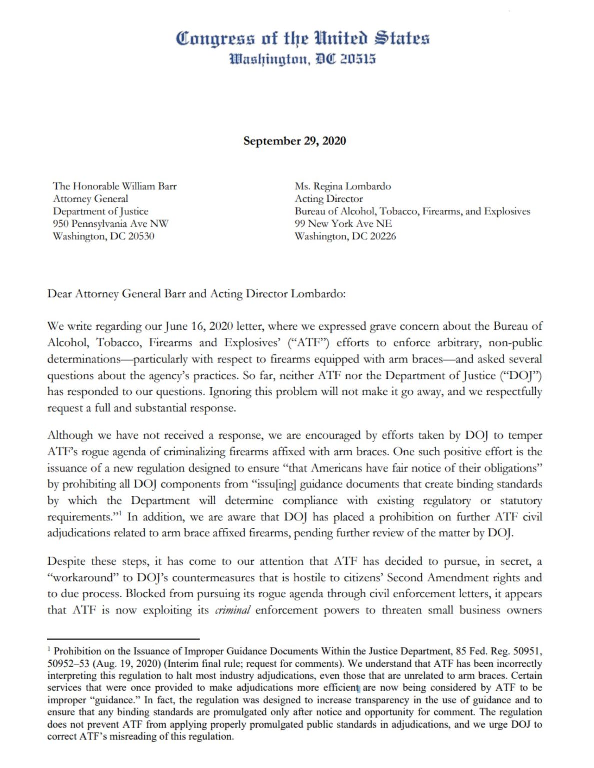 ATF Goes Rogue – Gaetz Letter TO US AG/ATF/DOJ – The Gun Collective